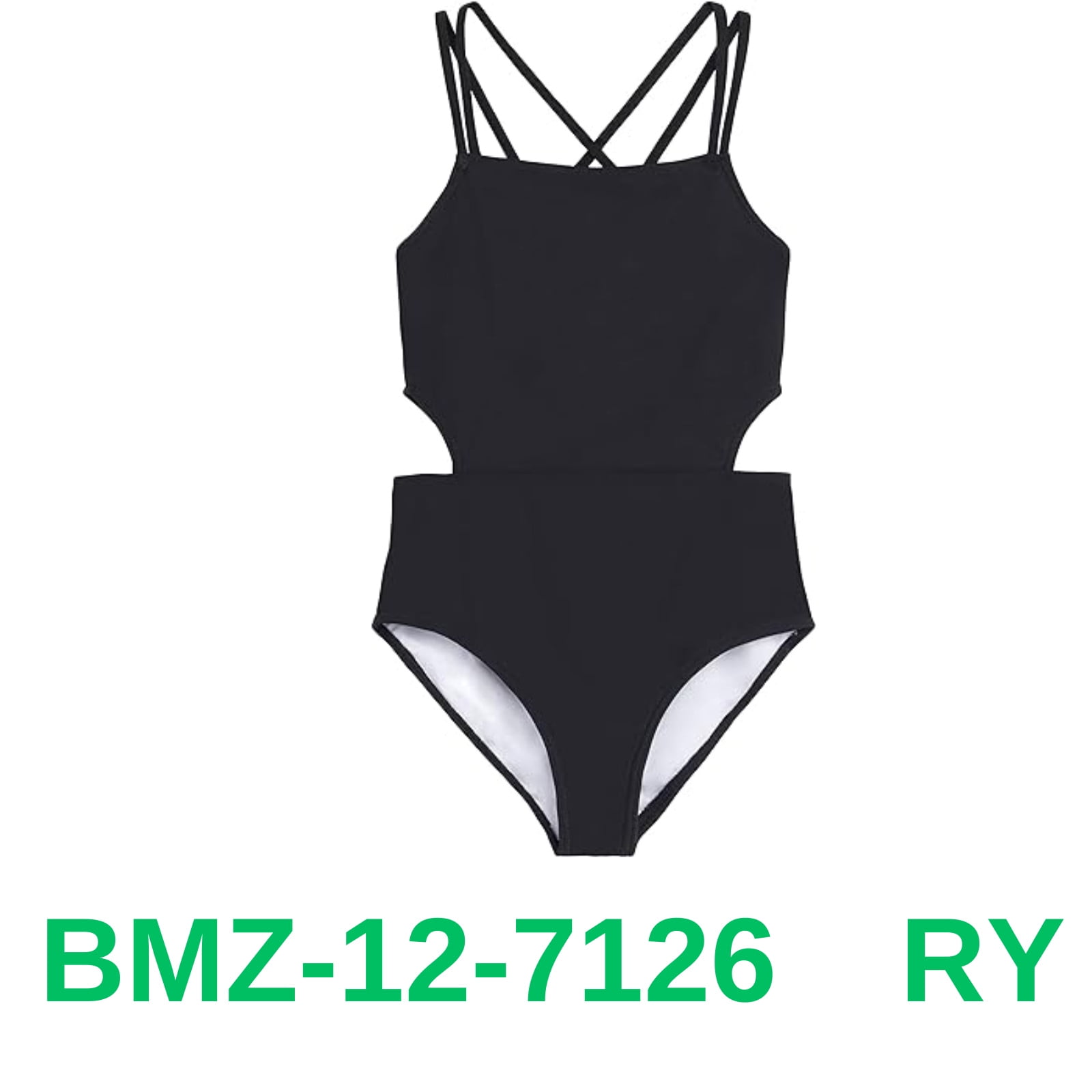 Kanu Surf Girls' Beach Sport Cut-Out 1-Piece Swimsuit, Solid Black, 14 ...