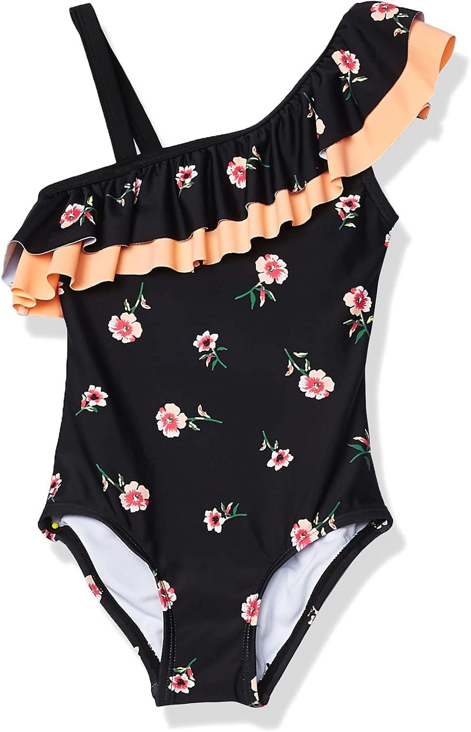 Kanu Surf Girls Morgan Floral Ruffle 1 Shoulder 1 Piece Swimsuit 14