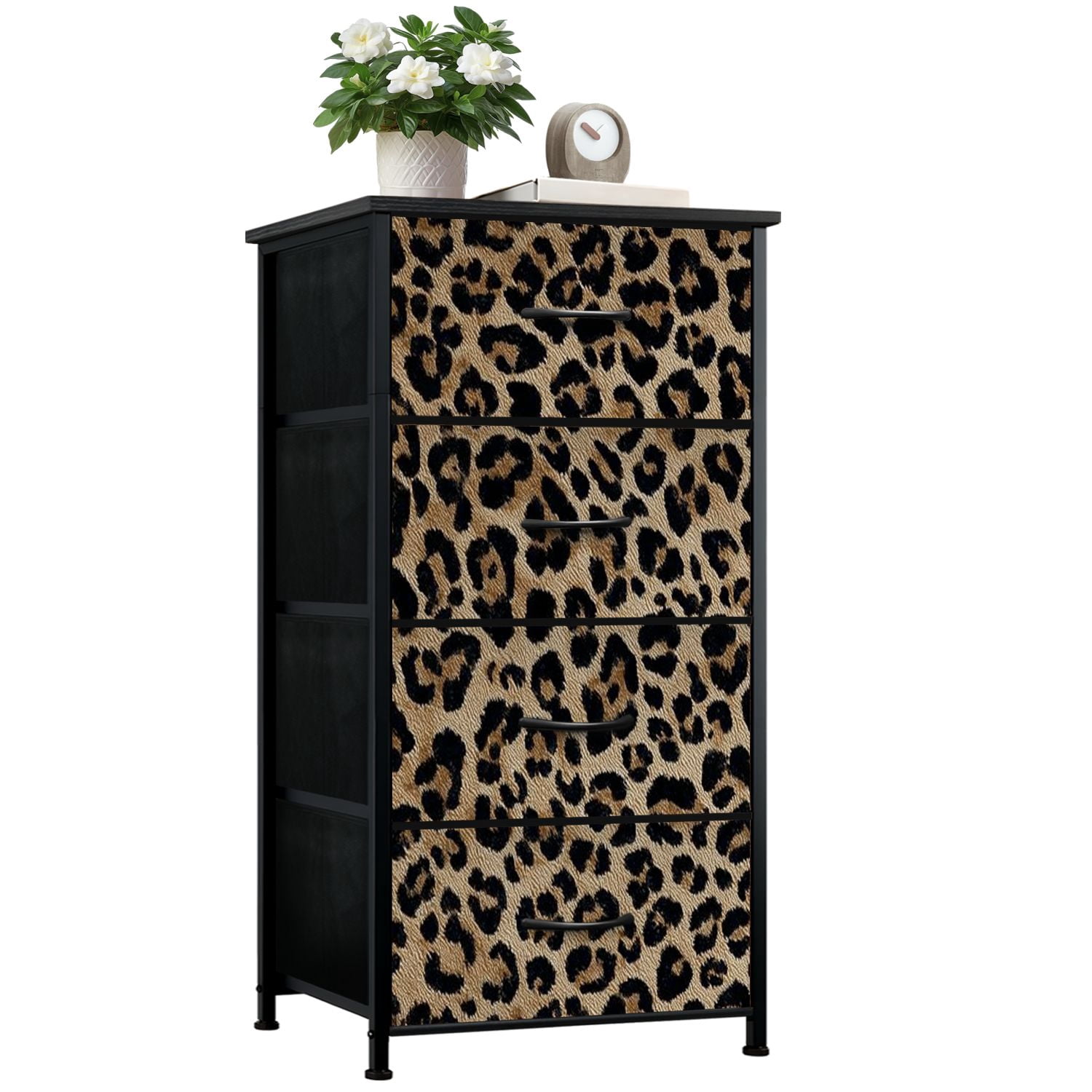 Kanworse 4 Drawer Fabric Dresser for Bedroom Leopard design Chests of ...