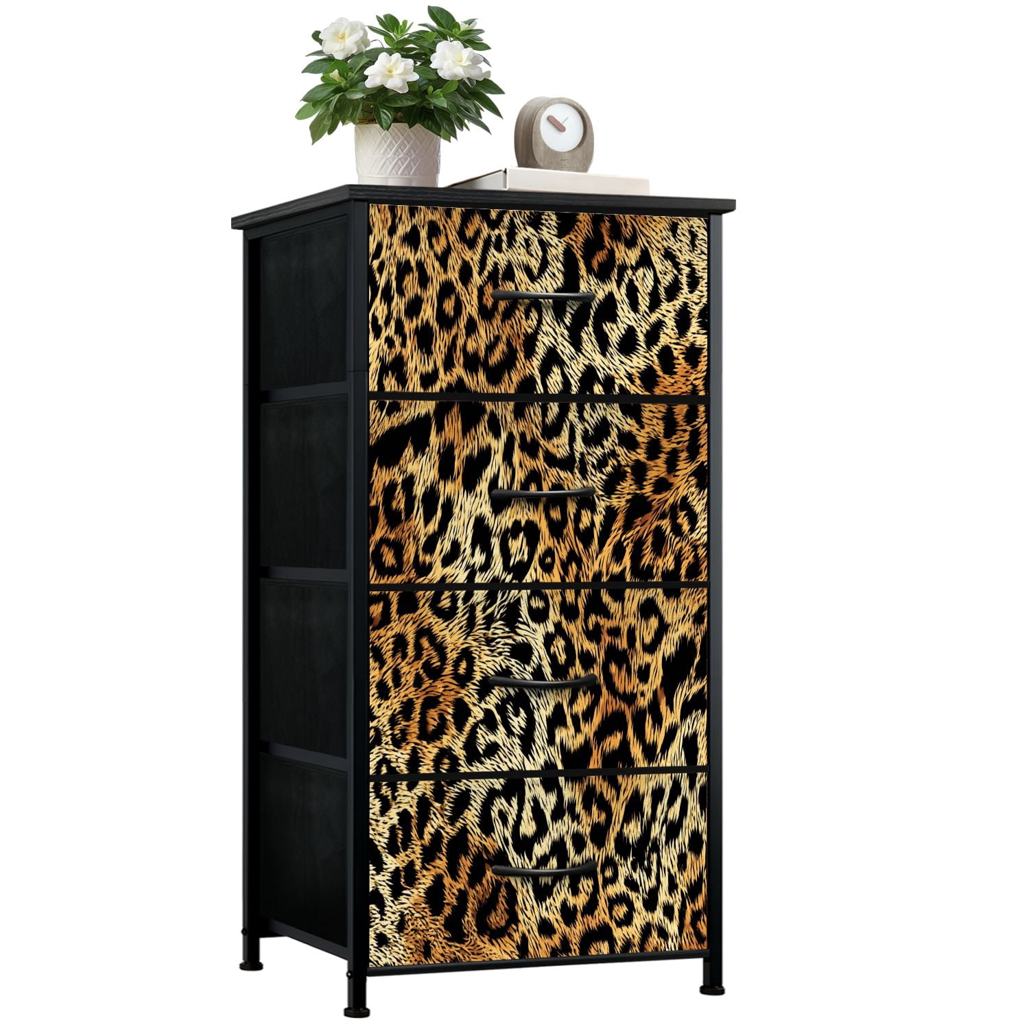 Kanworse 4 Drawer Fabric Dresser for Bedroom Leopard skin texture ...