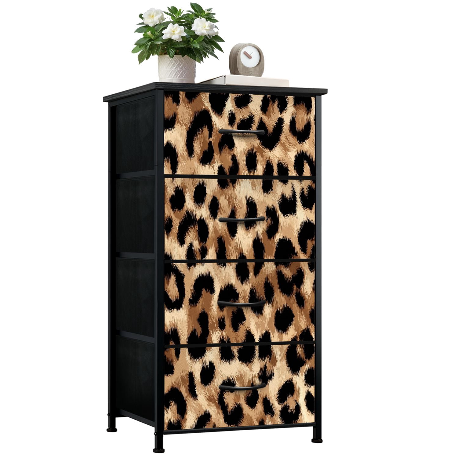 Kanworse 4 Drawer Fabric Dresser for Bedroom Stylized leopard print ...