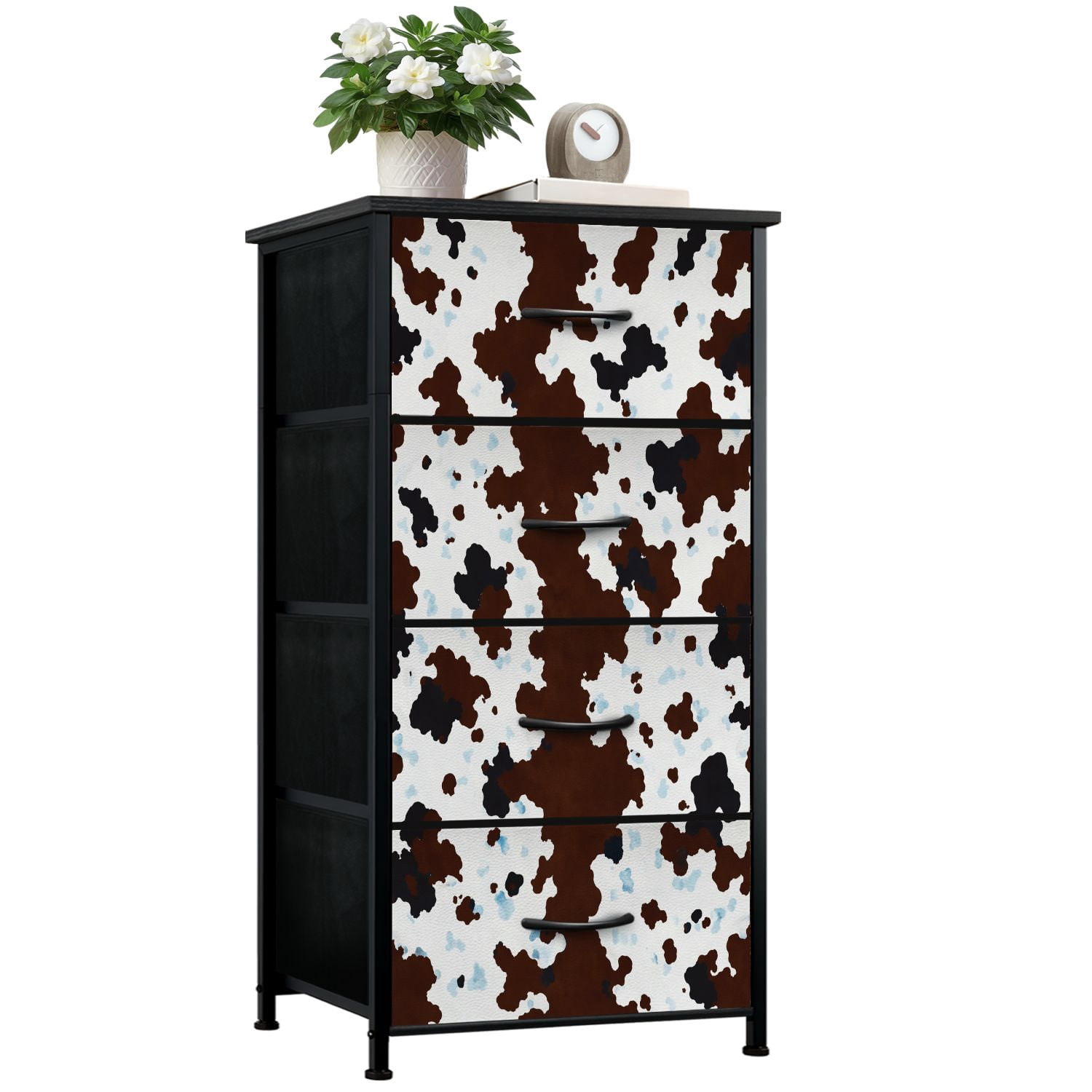 Kanworse 4 Drawer Fabric Dresser for Bedroom Texas Longhorn cow hide ...