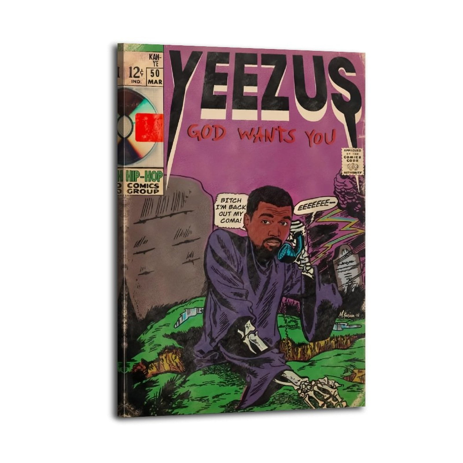 Kanye Poster West Comic Canvas Wall Art Posters and Prints Room ...