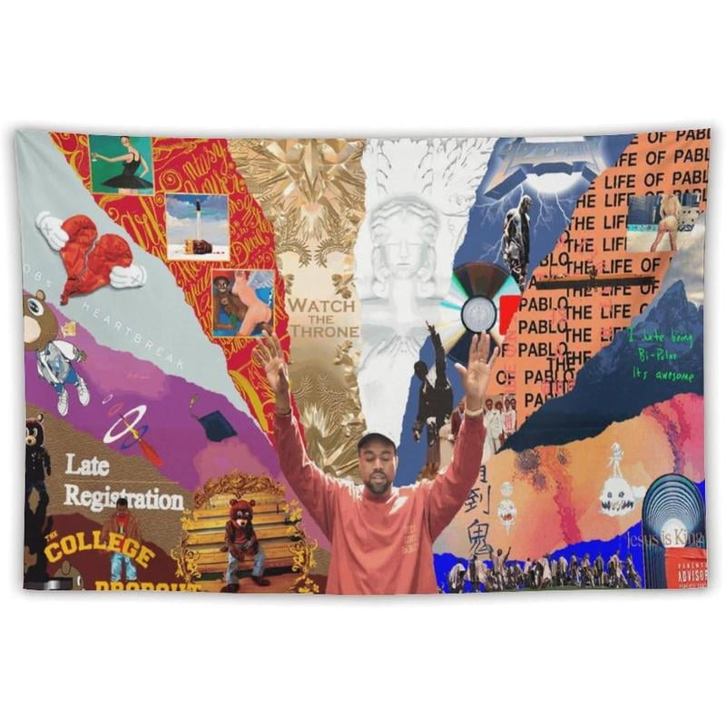 Kanye Singer West Tapestry Rapper Ye Albums Tapestry flag for Bedroom ...