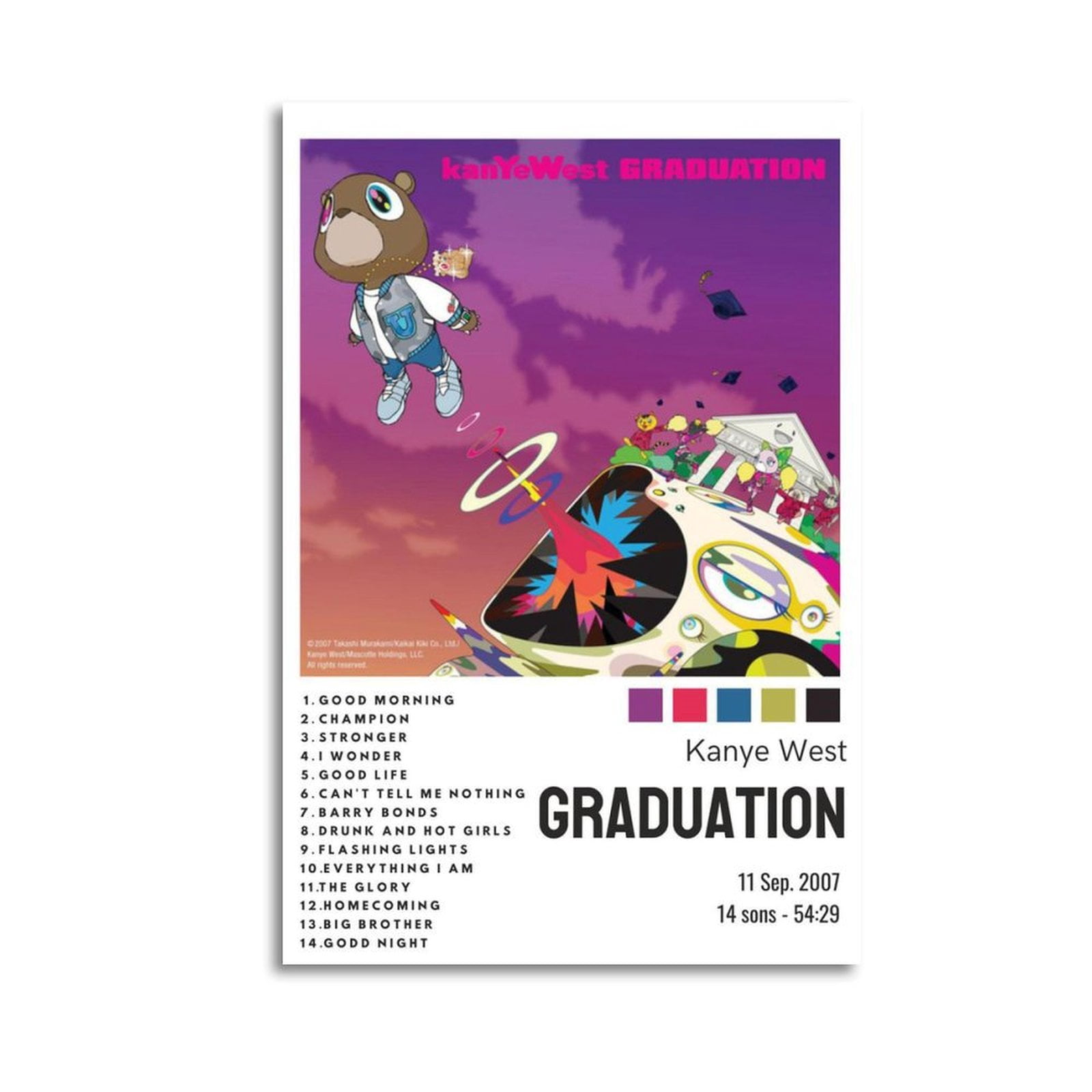 Kanye West Graduation Poster Decoration Vibrant High-end Wall Posters ...
