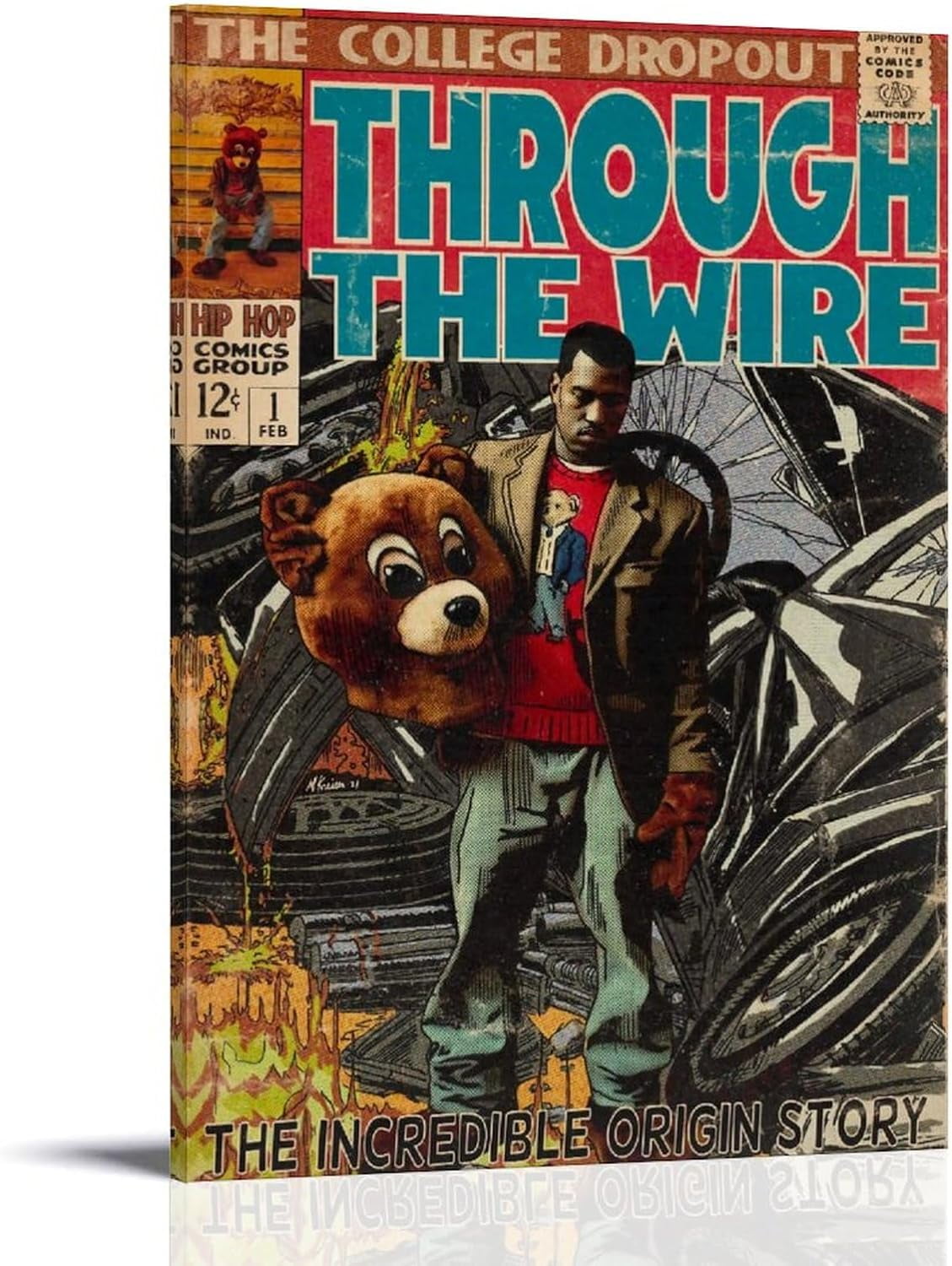 Kanye West Poster Hip-hop Comic Music Poster for Room Aesthetic Canvas ...