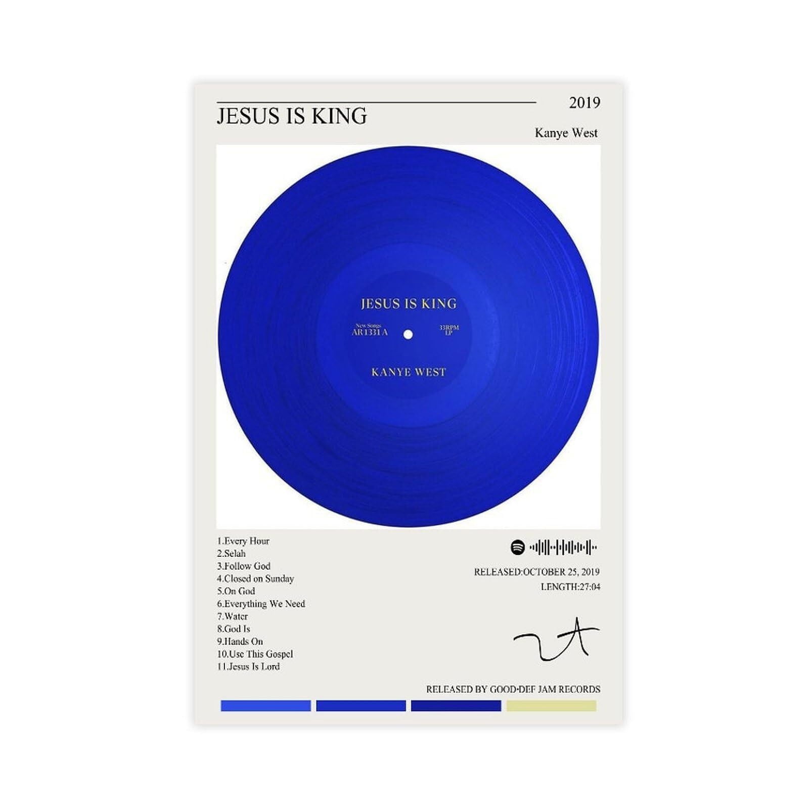 Kanye West Poster Jesus Is King Album Cover Posters Rap Music Poster ...