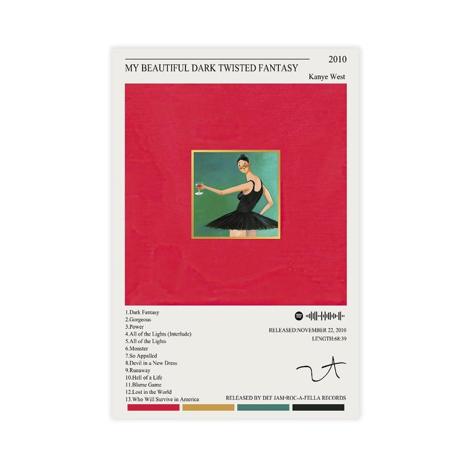 Kanye West Poster My Beautiful Dark Twisted Fantasy Album Cover Posters ...