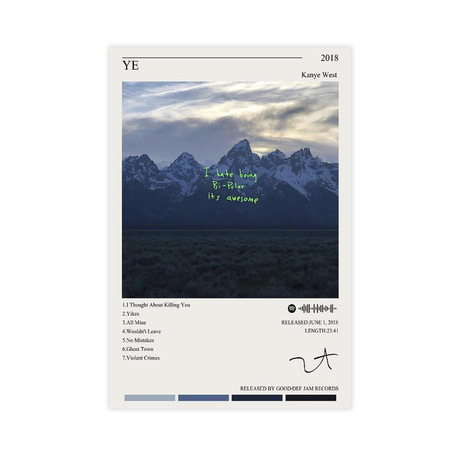 Kanye West Poster Ye Album Cover Posters Rap Music Poster Wall Art Room ...