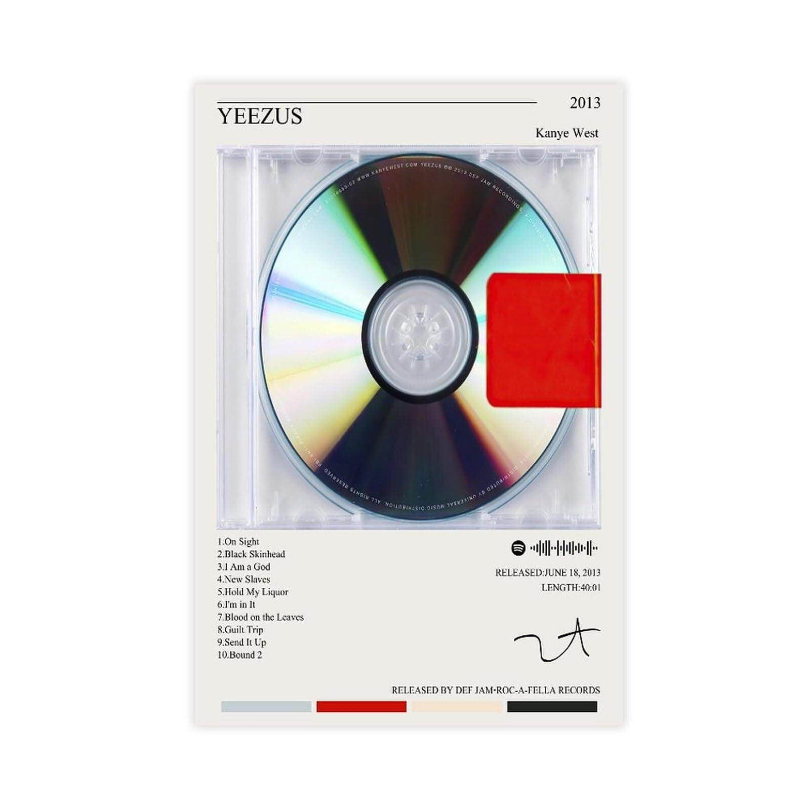 Kanye West Poster Yeezus Album Cover Posters Rap Music Poster Wall Art ...