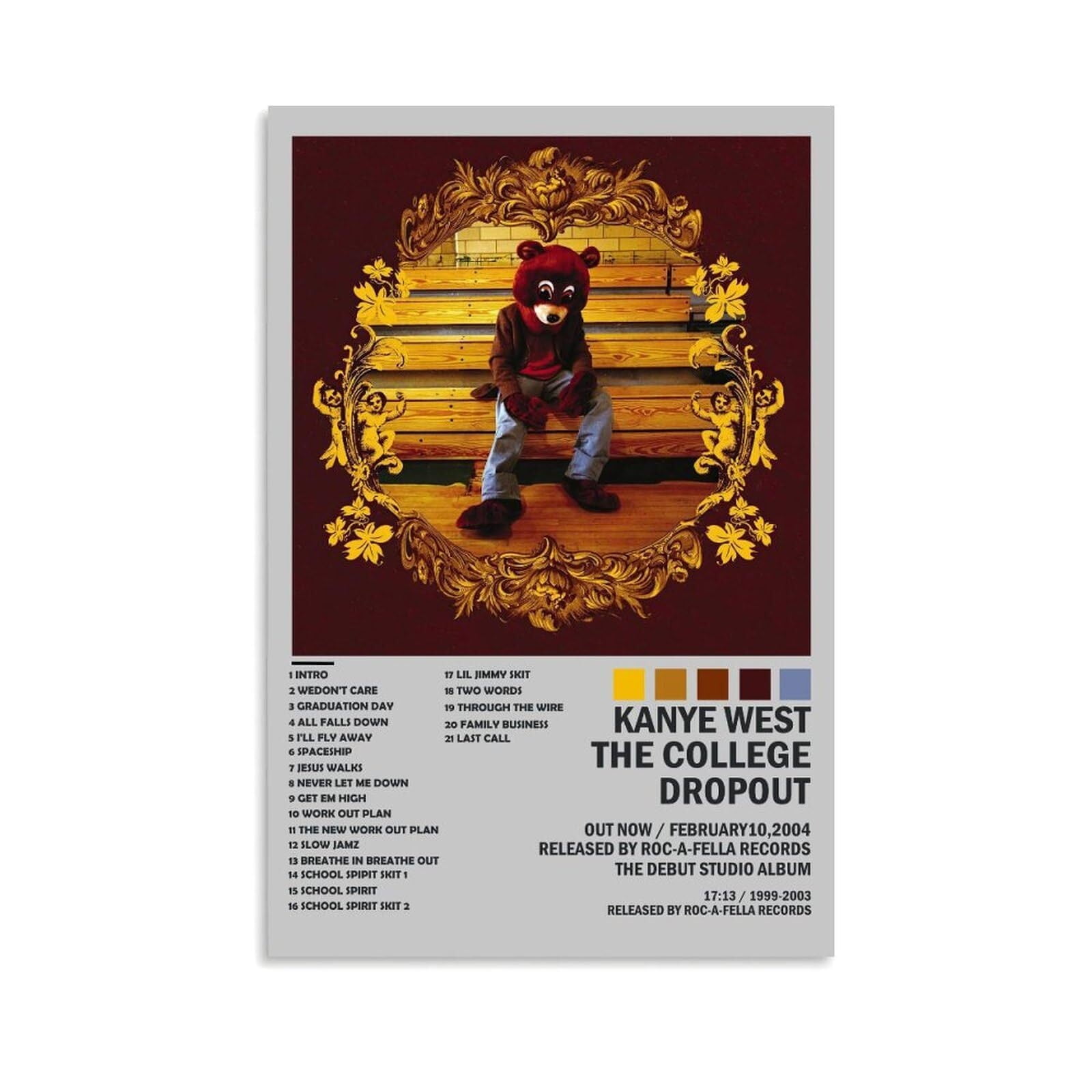 Kanye West Rapper Poster The College Dropout Album Cover Posters for ...