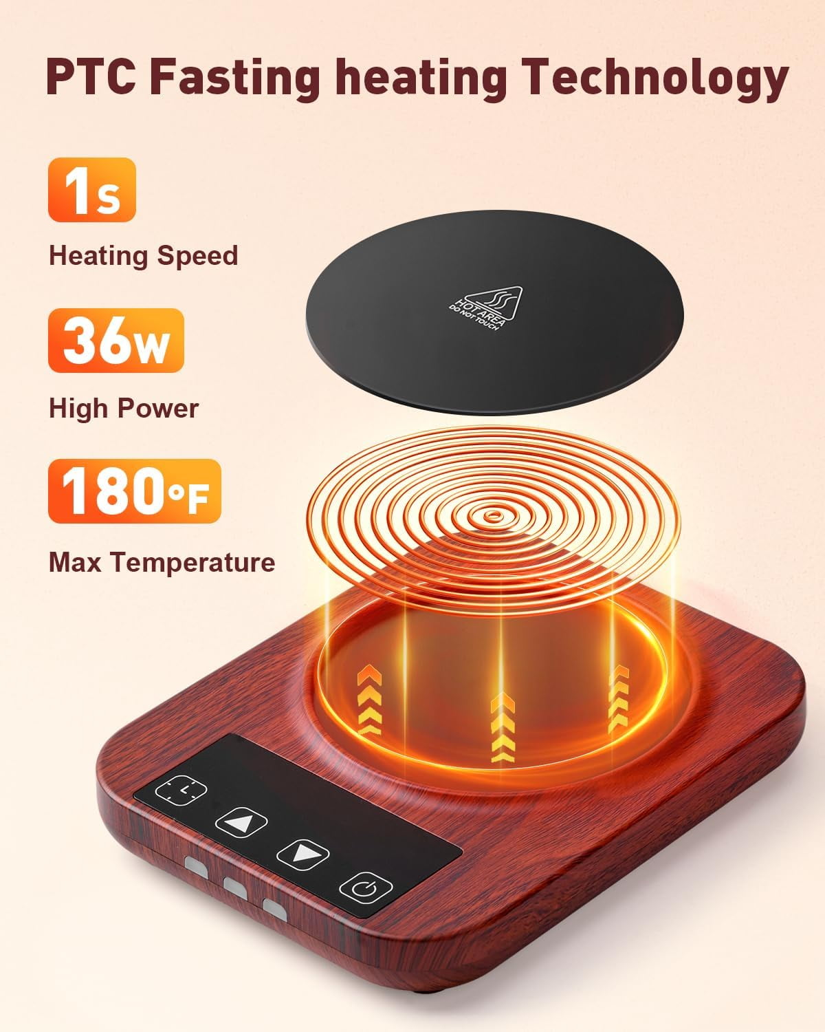 Kaoer Electric Mug Warmer with 15oz Cup, 36W Smart Coffee Cup for Desk ...