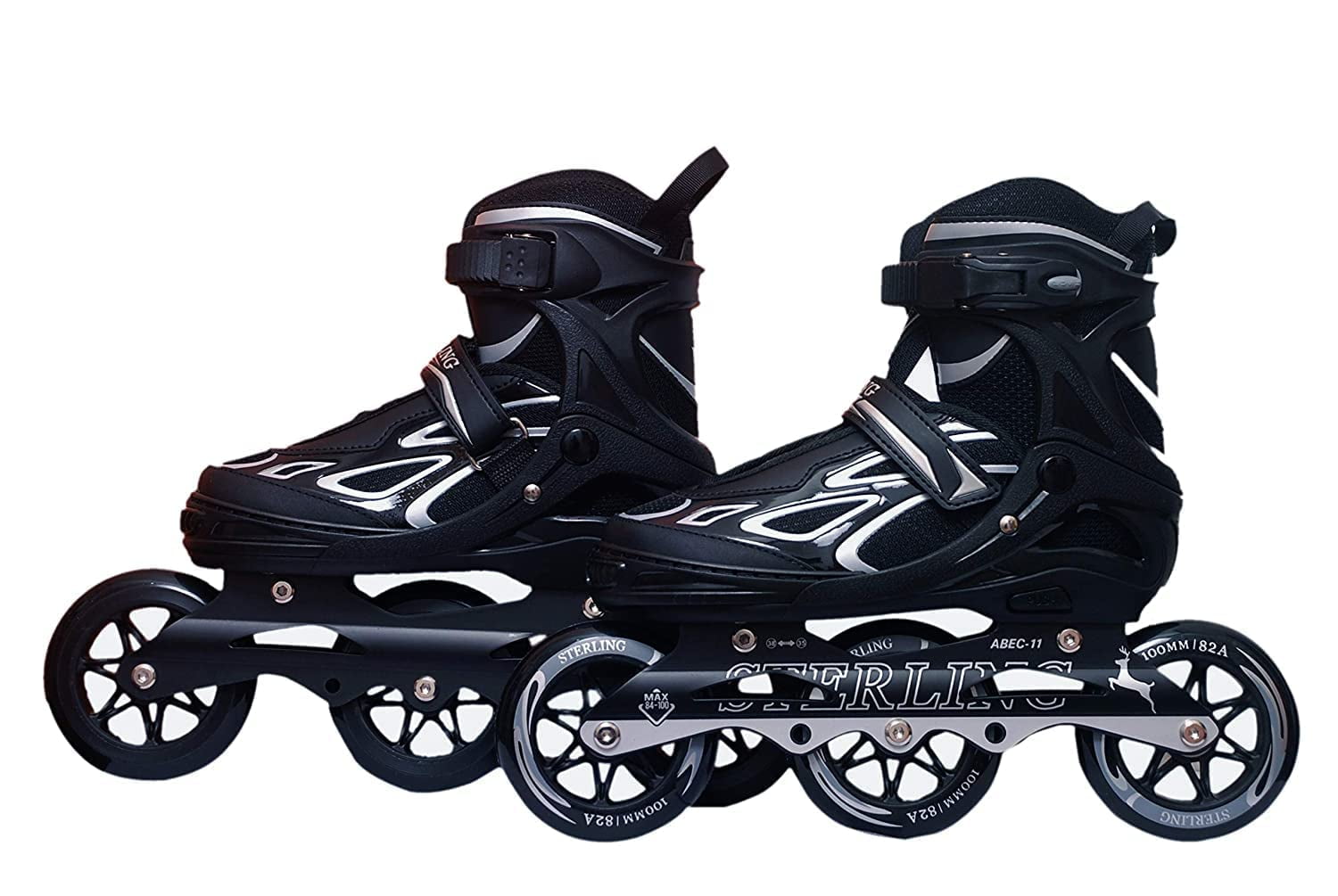 Kaomoji Unisex Youth 100mm 3 Wheeler Inline Skates (Medium) Adjustable ...
