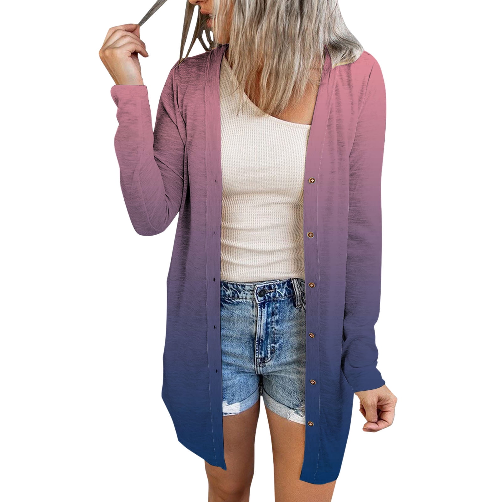 Kaondbfi Cardigan for Women, Cardigan European and American Solid Color ...