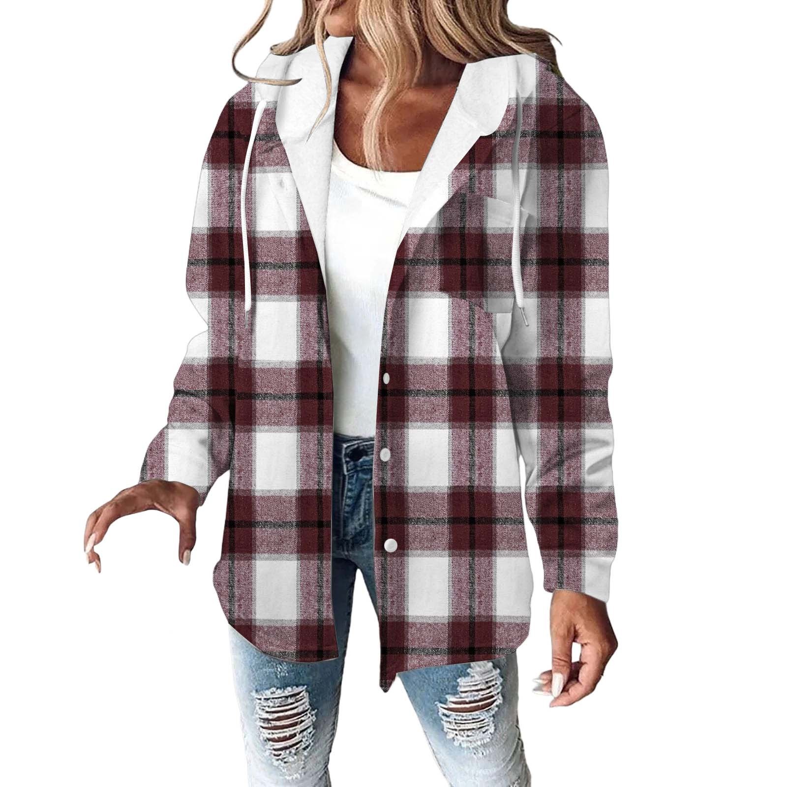 Kaondbfi Casual Jackets for Women, Fleece Lined Winter with Hood Baggy ...