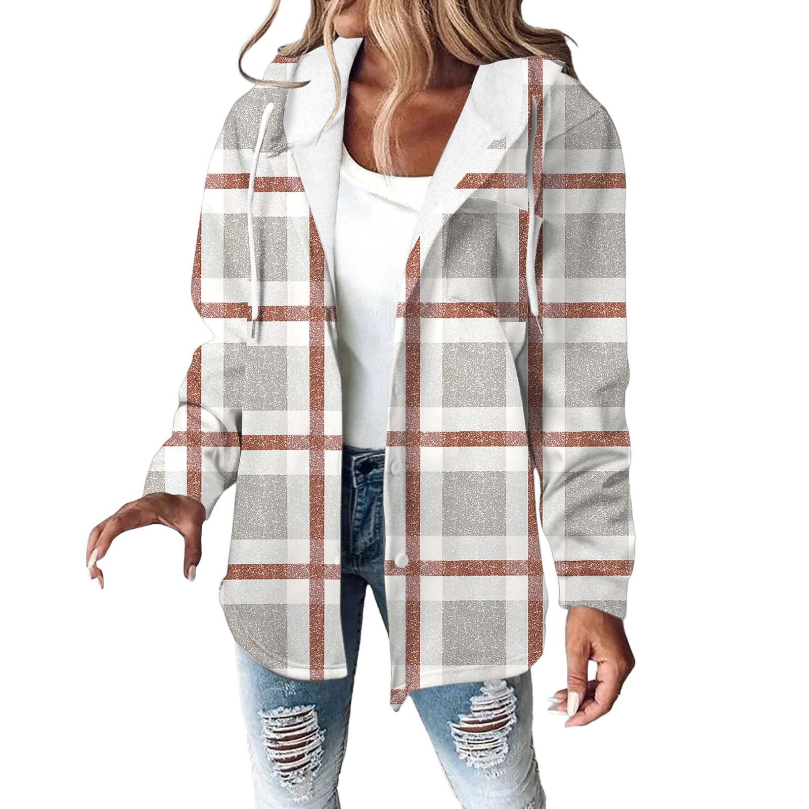 Kaondbfi Casual Jackets for Women, Fleece Lined Winter with Hood Baggy ...