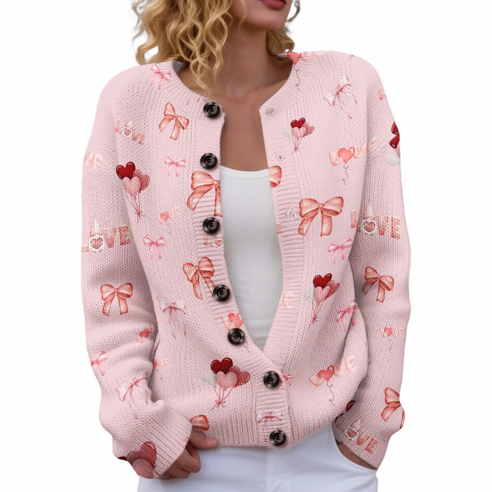 Kaondbfi Heart Cardigan Sweater for Women Oversized Valentine Cardigan ...