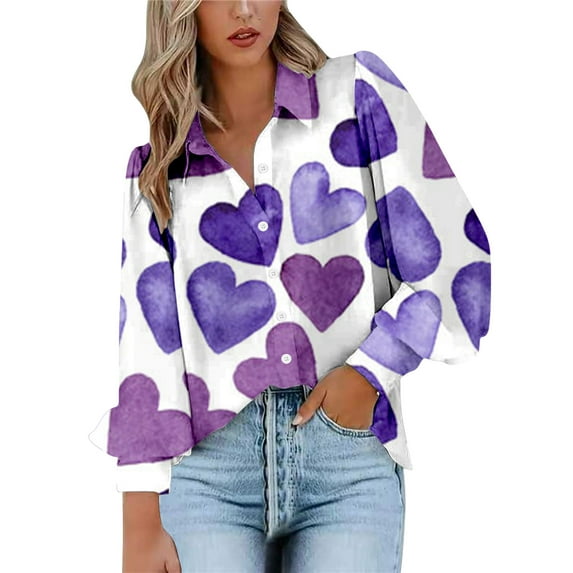 Kaondbfi Valentine's Day Women's Casual Cute Printed Long Sleeve Top ...