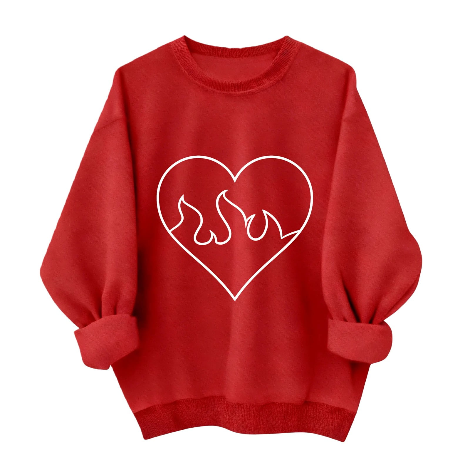Kaondbfi Valentines Women Shirts Love Heart Graphic Long Sleeve Funny ...