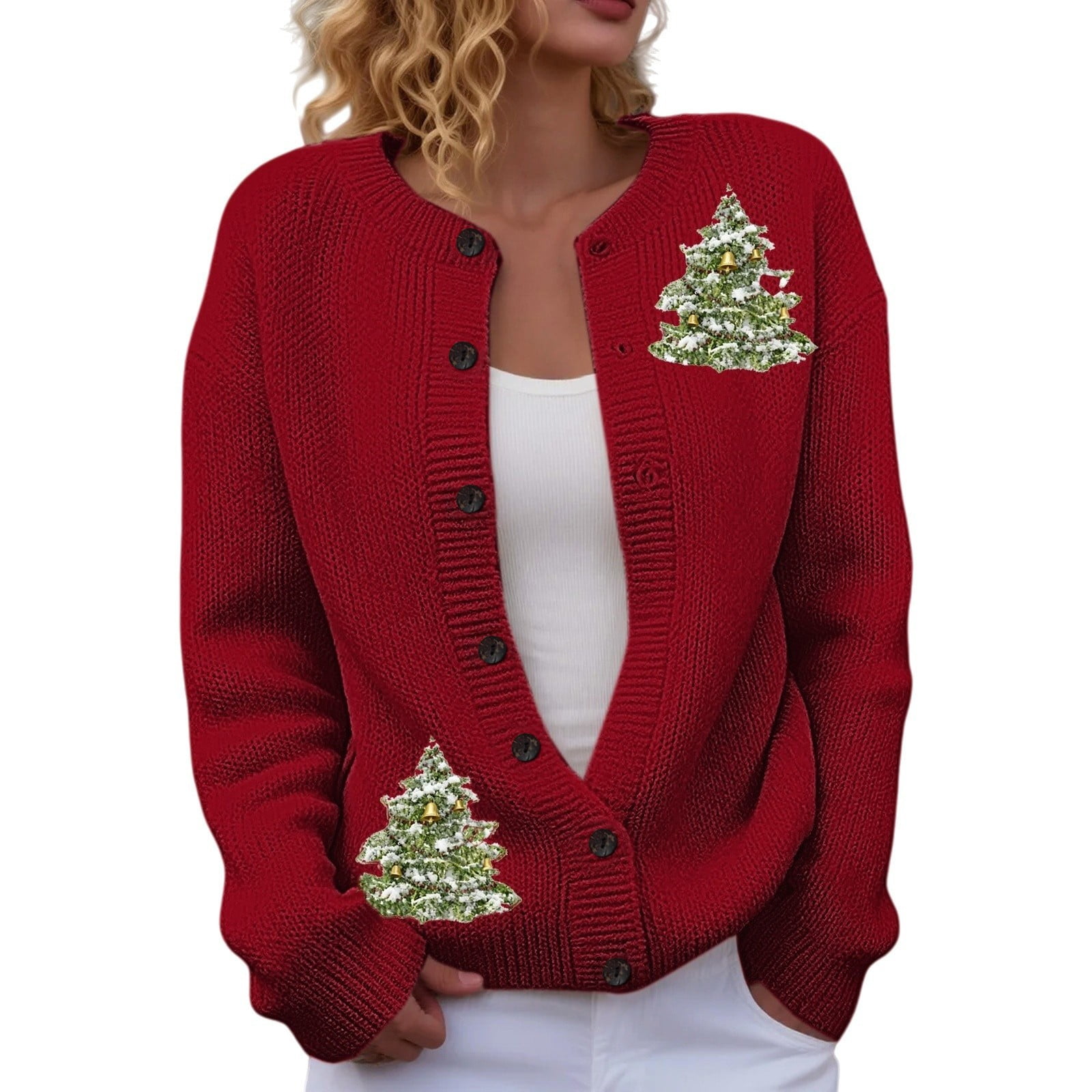 Kaondbfi Women's Cardigan, Christmas Sweaters Jackets Chunky Knit Cable ...