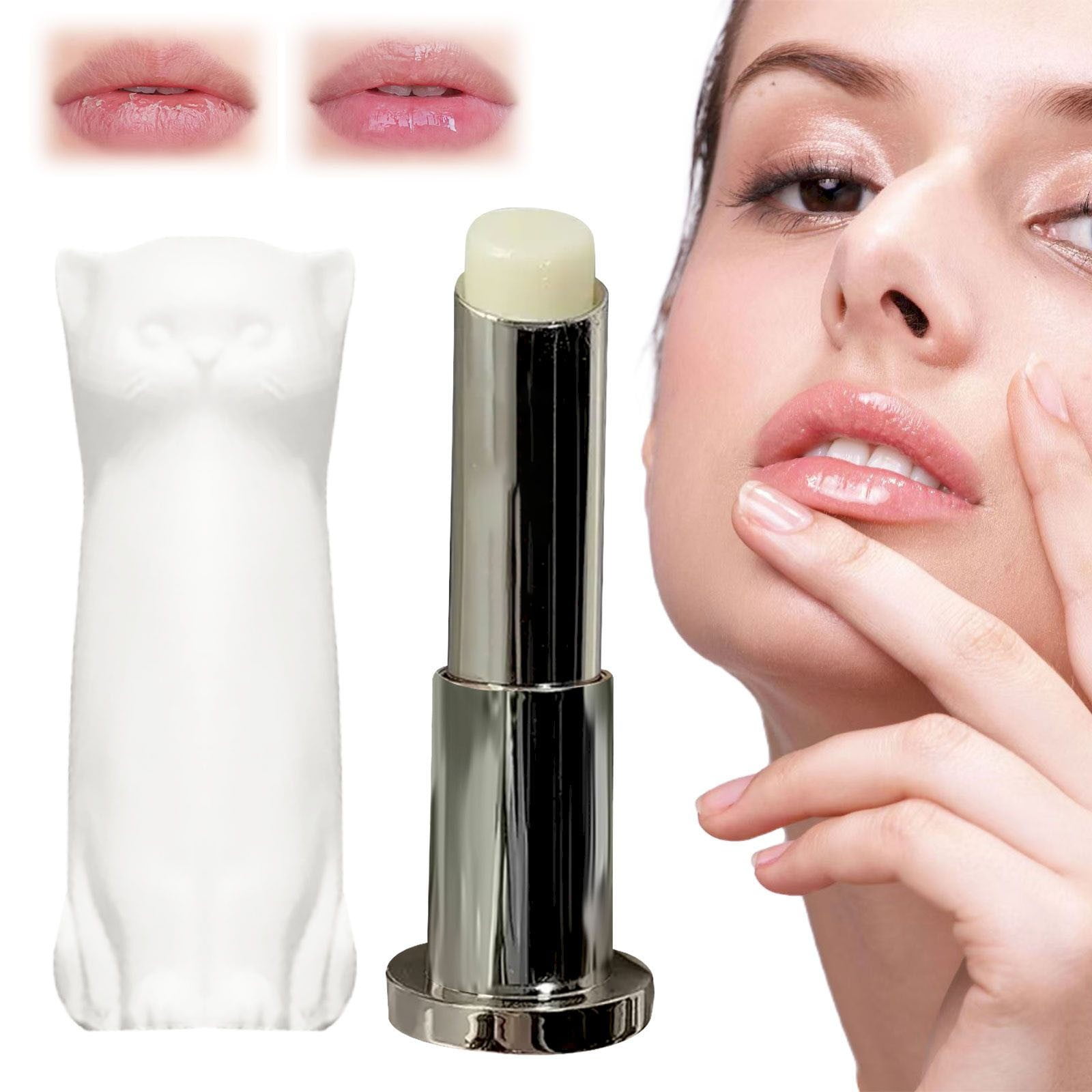 Kaonry Cat Anti-Drying and Moisturizing Lip Balm White, 2024 Cat Lip ...