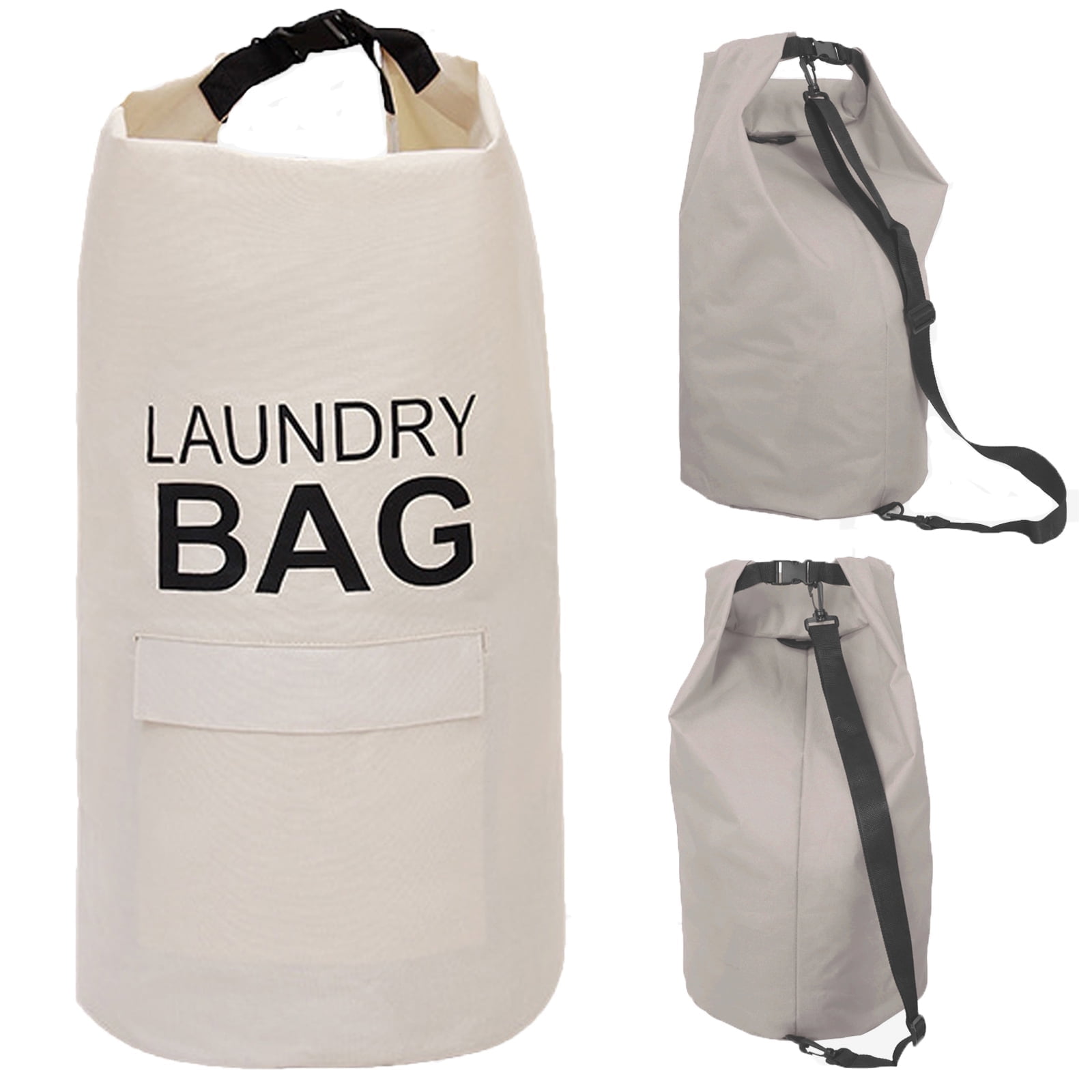 Kimmama Rice White Laundry Bag with Strap,70L Laundry Backpack for ...