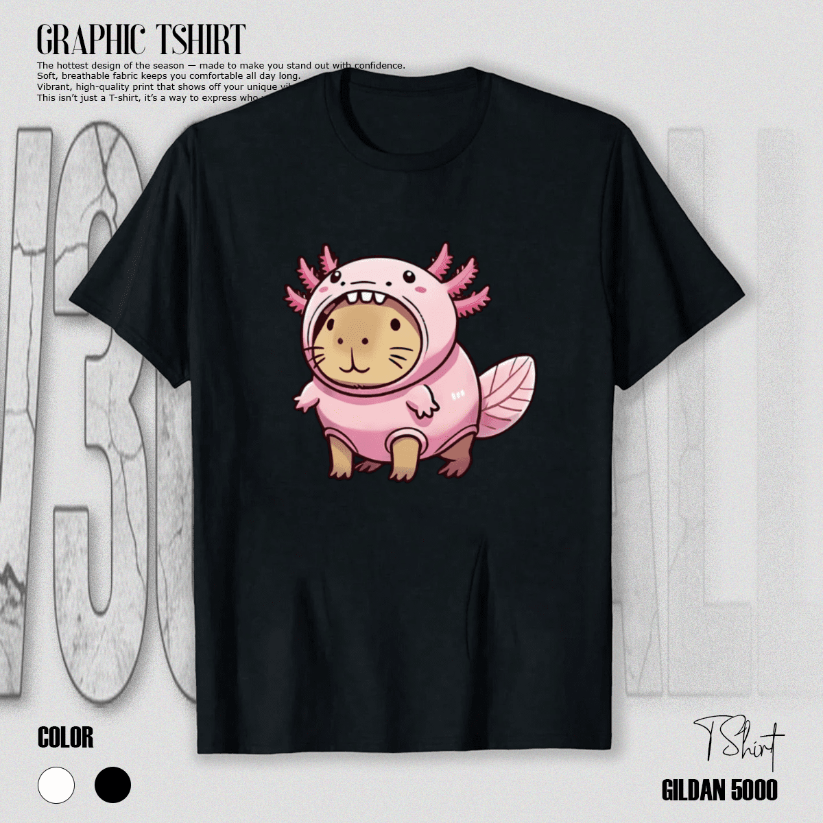 Kapibara And Salamander Animal Print Cute Festive Design Unisex T-Shirt ...