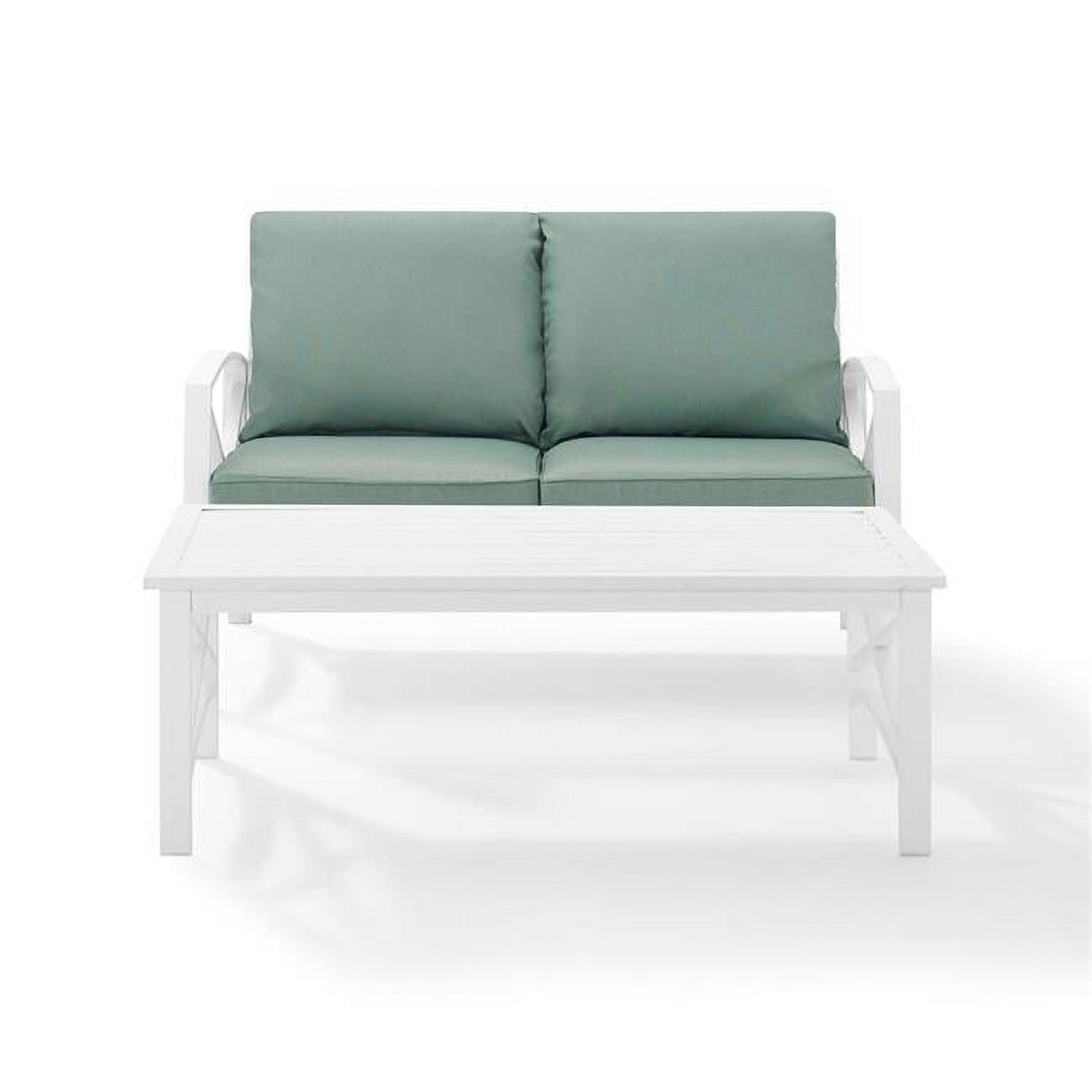 Kaplan 2-Piece Outdoor Seating Set in White with Mist Cushions ...