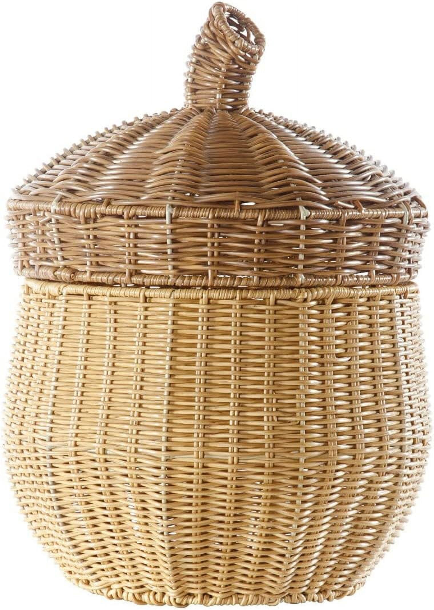 Kaplan Early Learning Acorn Washable Wicker Floor Basket with Lid| Home ...
