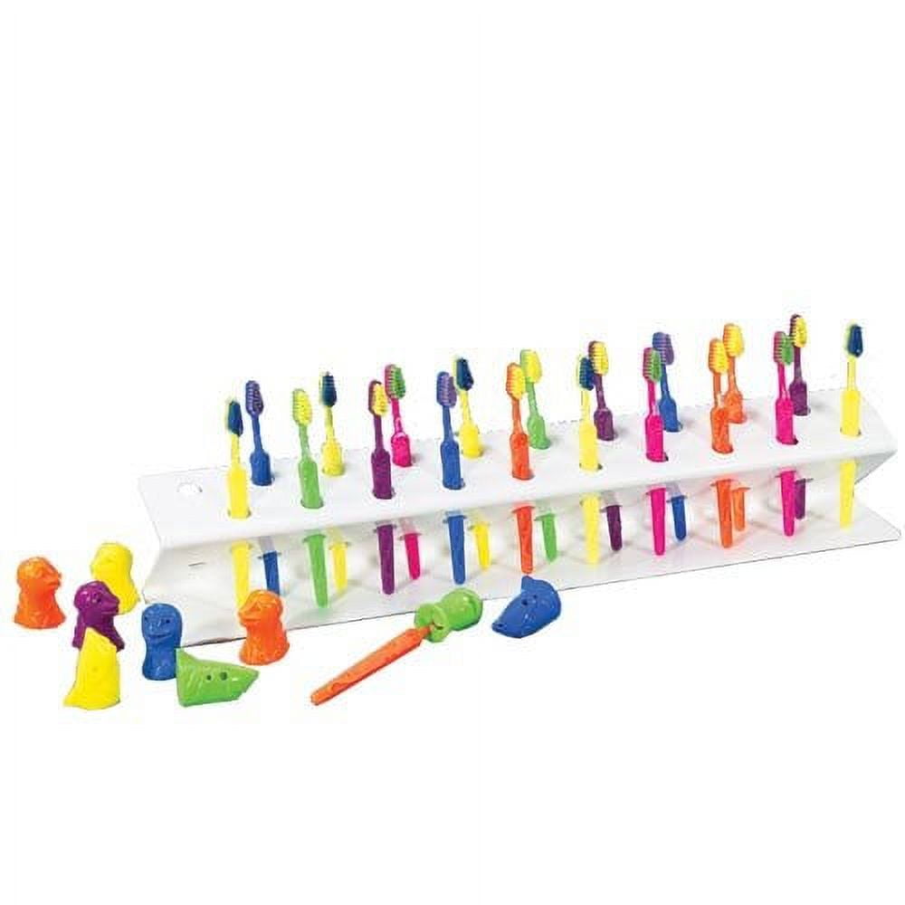Kaplan Early Learning Toothbrush Rack with 20 Colorful Toothbrushes ...