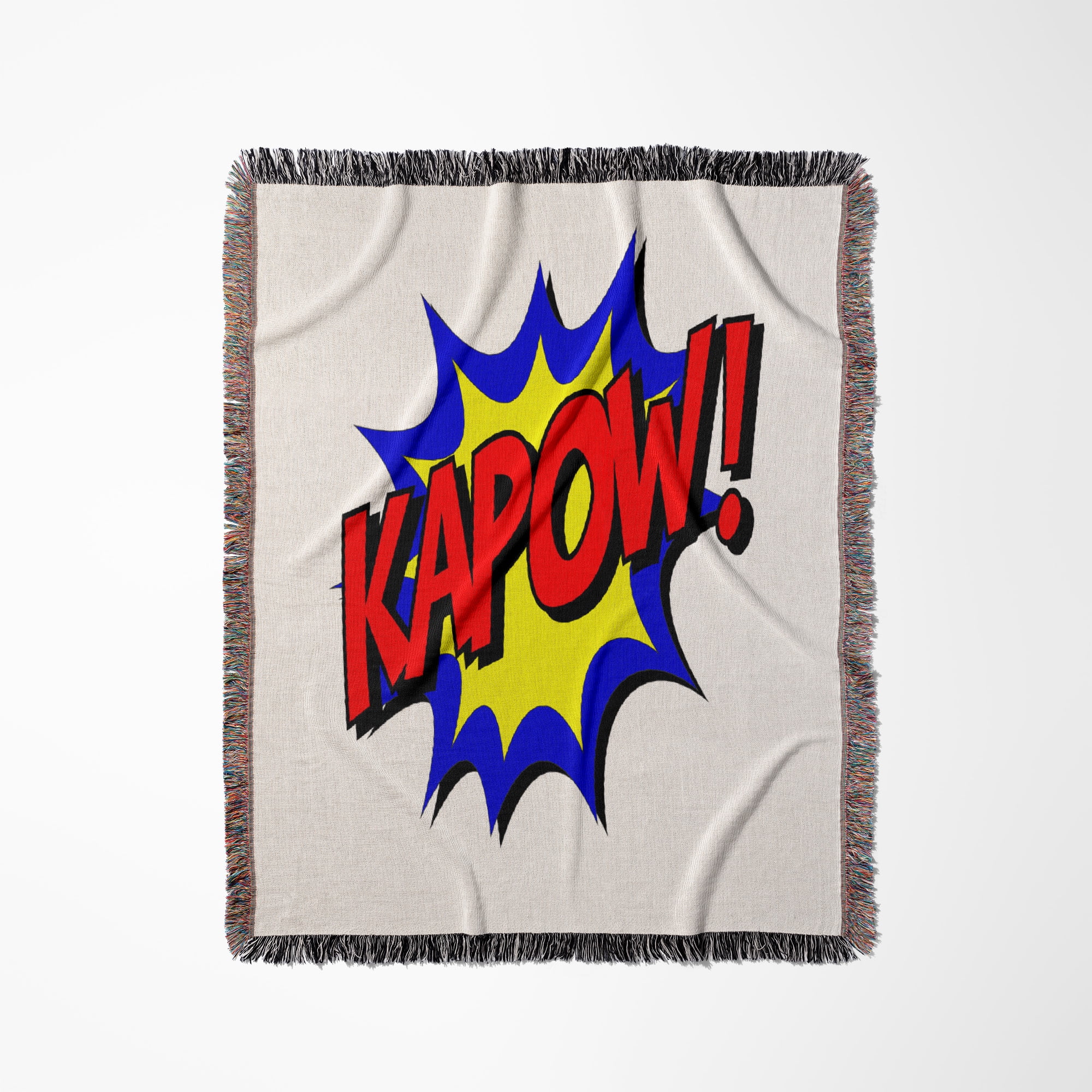 Kapow Superhero Fighting Punch Comic Strip Word 3Drsmm, Woven Blanket ...