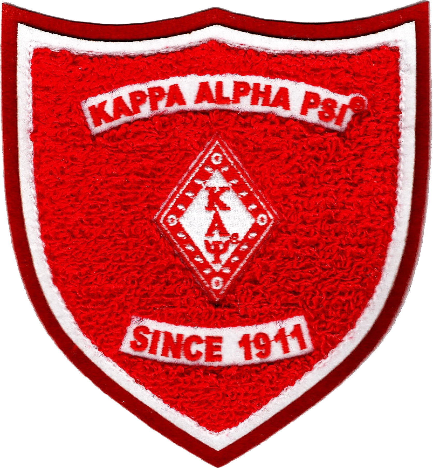 Kappa Alpha Psi K-Diamond Shield Chenille Sew-On Patch [Red - 6"T x 5.5 ...