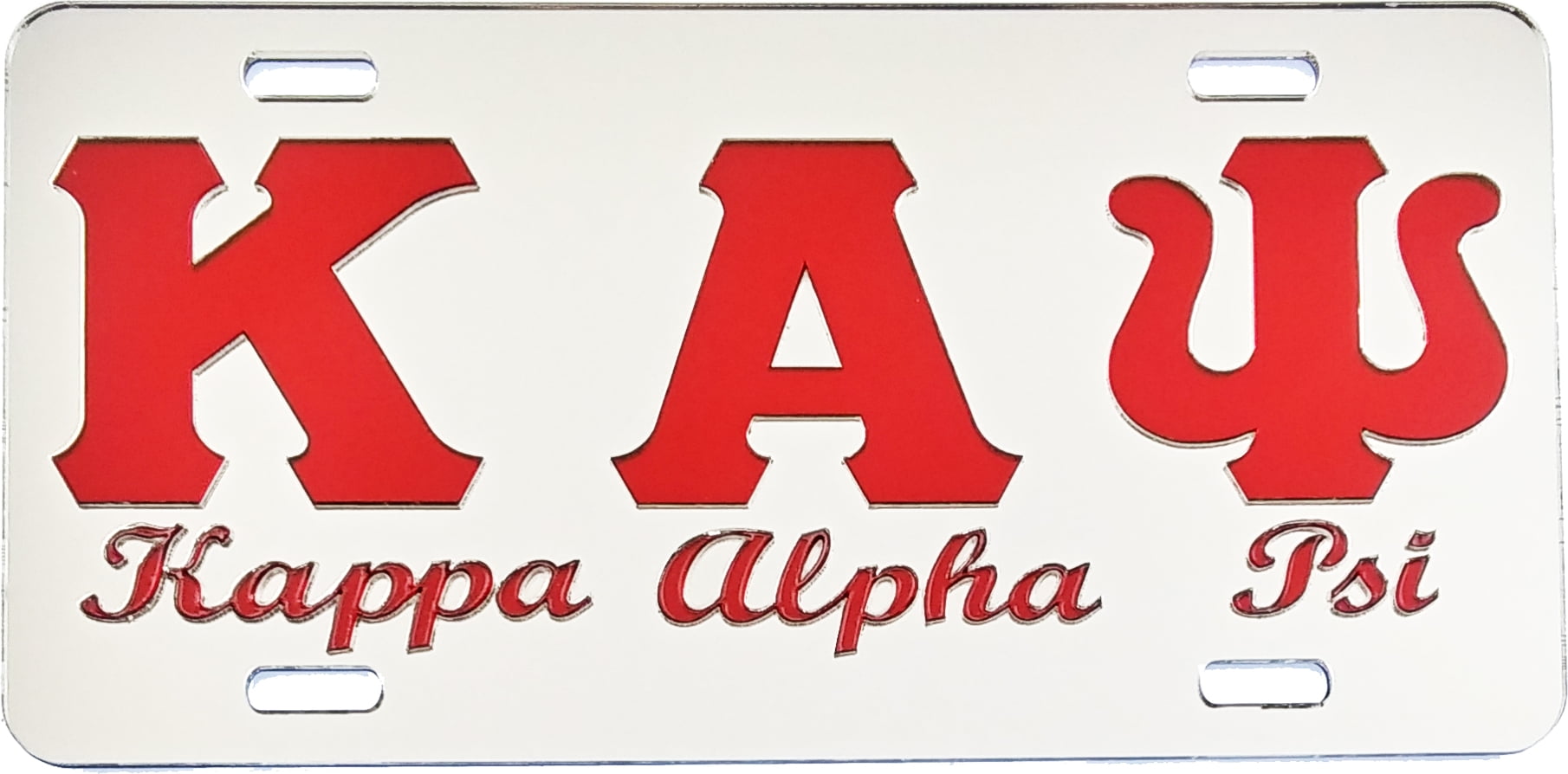 Kappa Alpha Psi Script Mirror License Plate [Silver/Red - Car/Truck ...