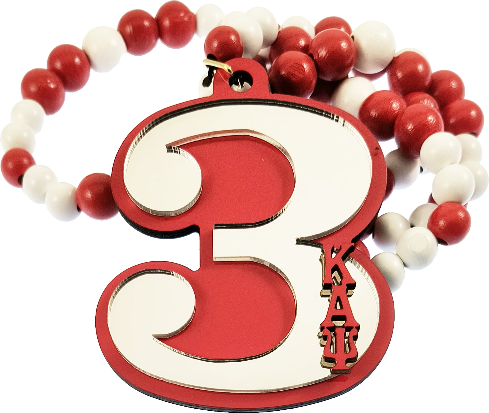 Kappa Alpha Psi Wood Color Bead Tiki Line #3 Medallion [Red/White - 4"T ...
