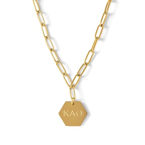 Kappa Alpha Theta Necklace, 18k Gold Plated Paperclip Style Chain with ...