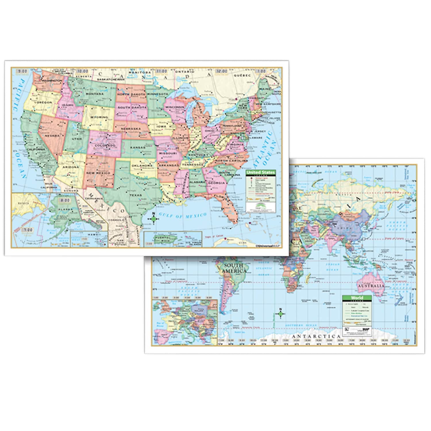 Kappa Map Group U.S. And World Wall Maps, 28" x 40" - Walmart.com