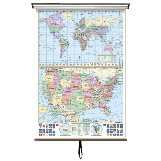 Kappa Map 1545047 US & World Stacked Wall Map - Backboard - Walmart.com