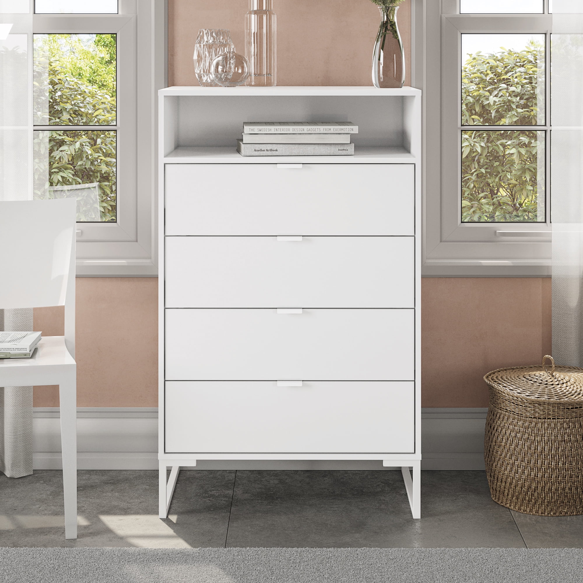 Kappesberg New Collins 4-Drawer Vertical Dresser & Niche, White, 47.6in ...