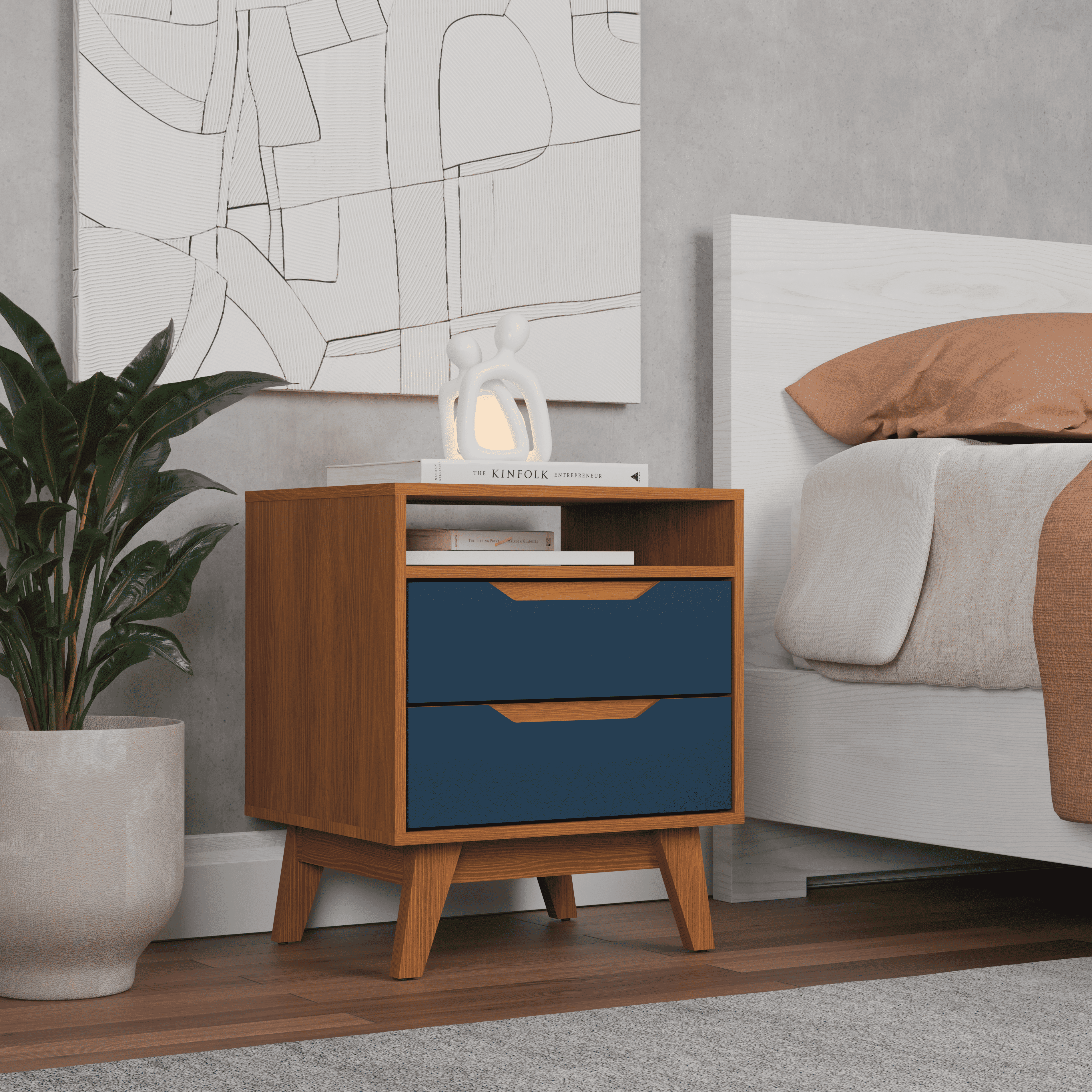 Kappesberg Paris 2-Drawer Nightstand with Open Shelf and Built-in ...