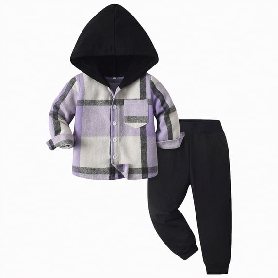 Kaprioy Boys Winter Clothes Toddler Baby Boy Clothes Plaid Long Sleeve ...