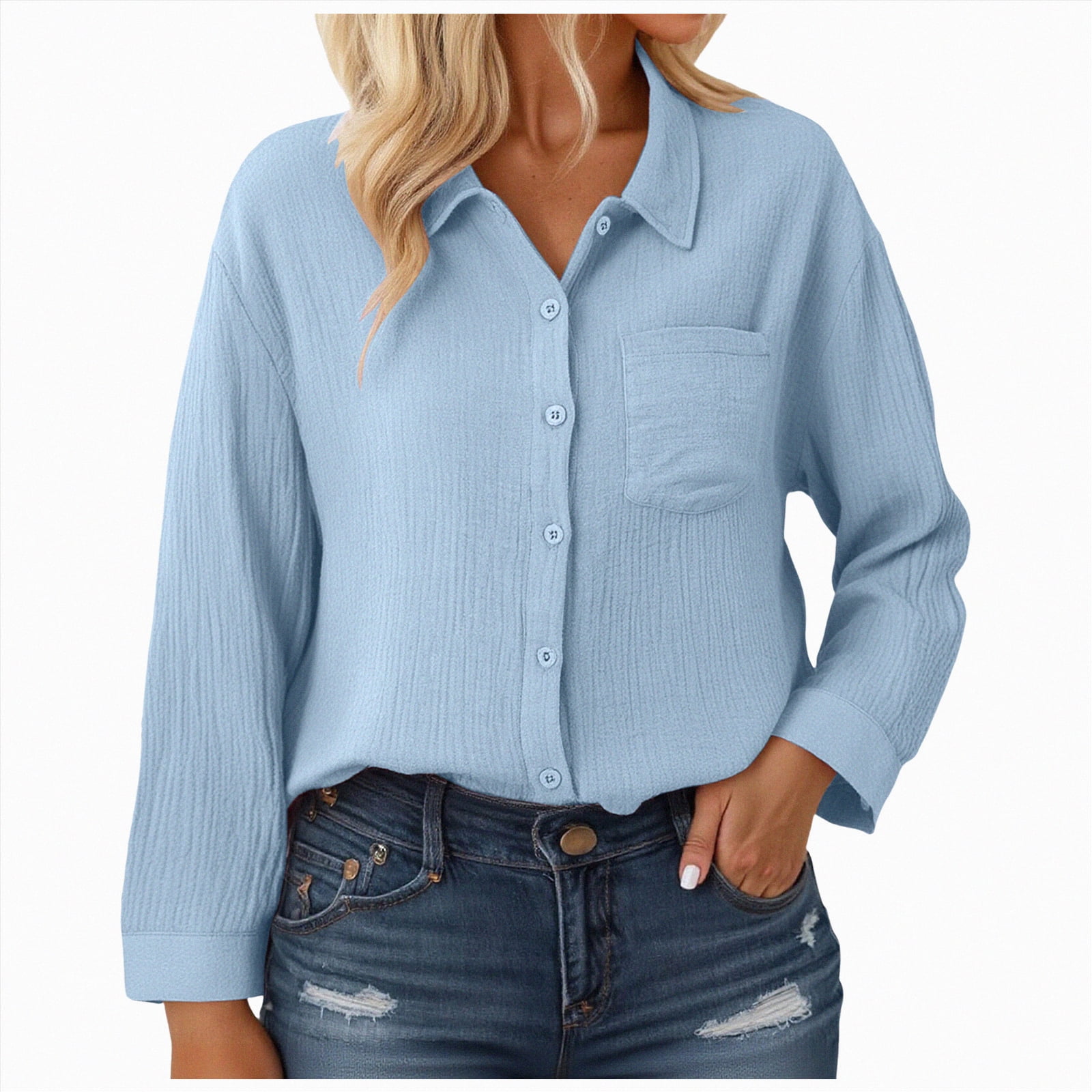 Kaprioy Long Sleeve Shirts for Womens Button Down Shirts Long Sleeve ...