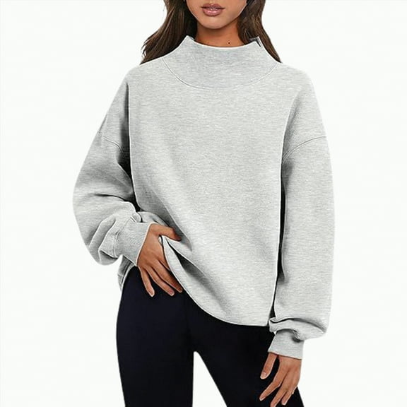 Aoiroe Casual Soft Crew Neck Women's Sweatshirt Long Sleeve Kangaroo ...