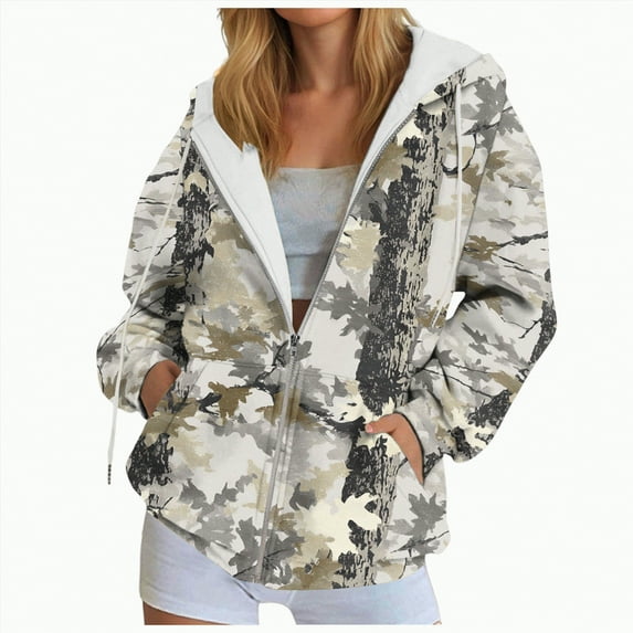 Kaprioy Womens Zip Up Hoodie Fall Fashion Sweatshirts for Women ...