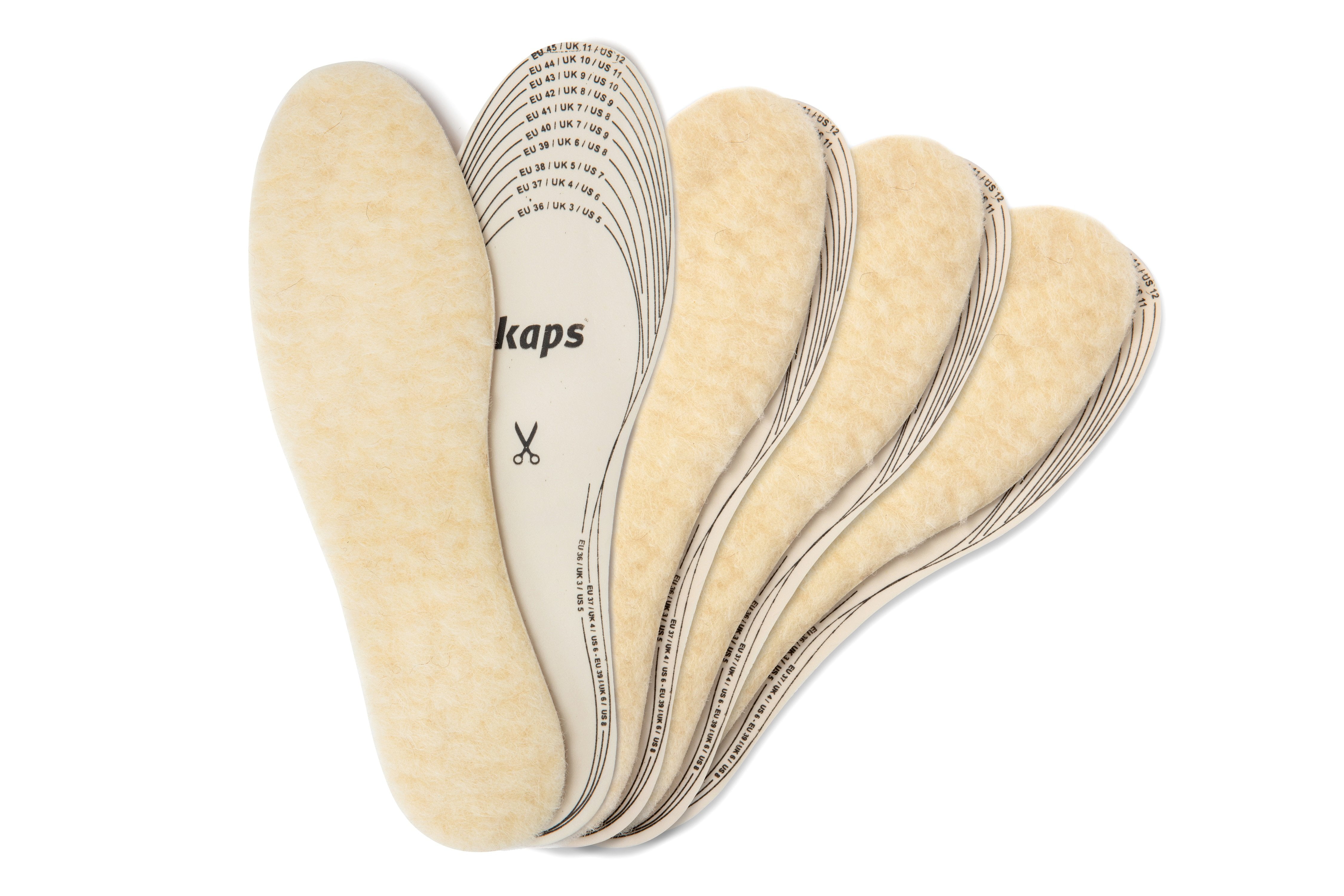Kaps Wool Shoe Insoles - Sheep Wool Unisex Inserts - Cut to Size for ...