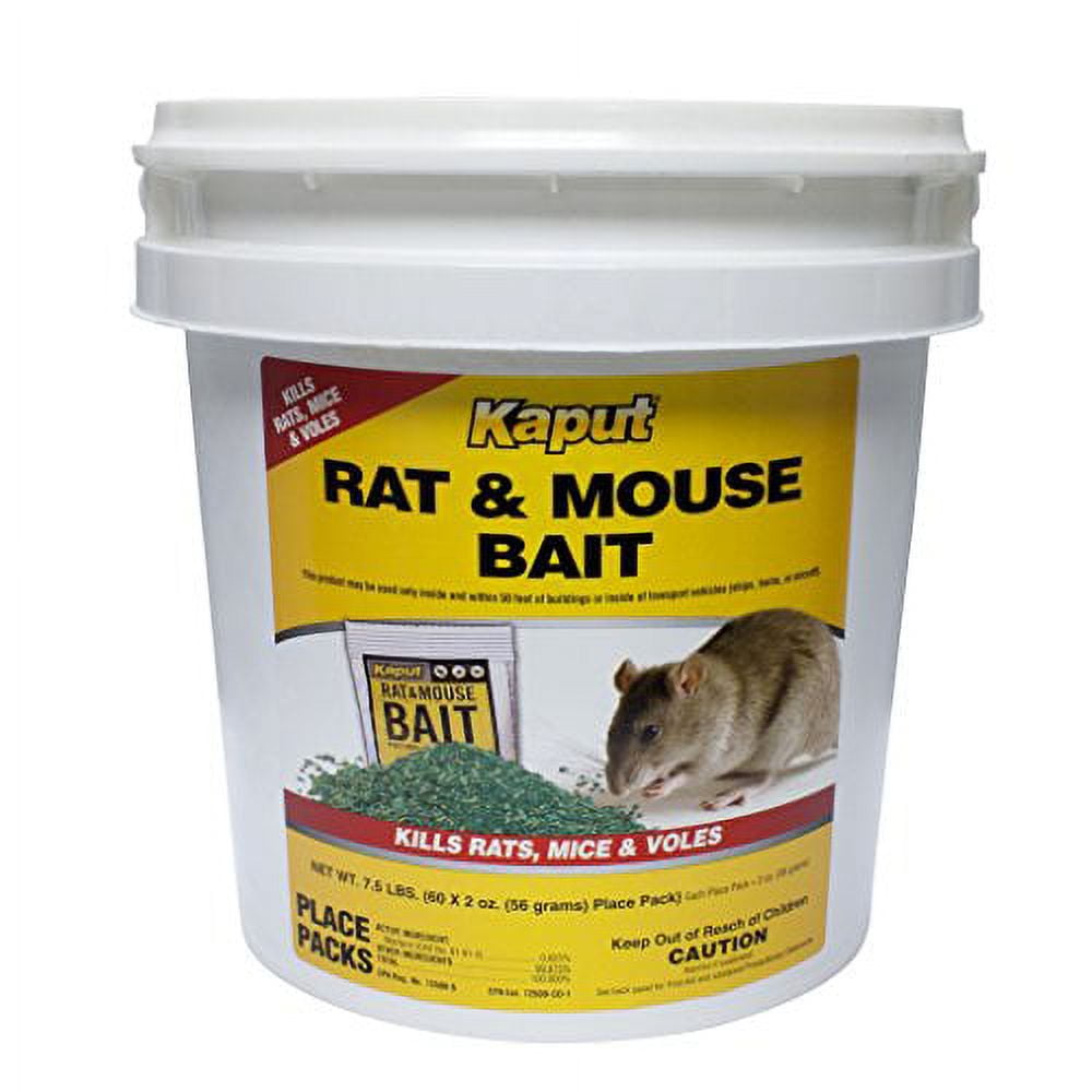 Kaput Rodent Poison Blocks - Rat, Mouse & Vole Bait, 60 Place Packs ...