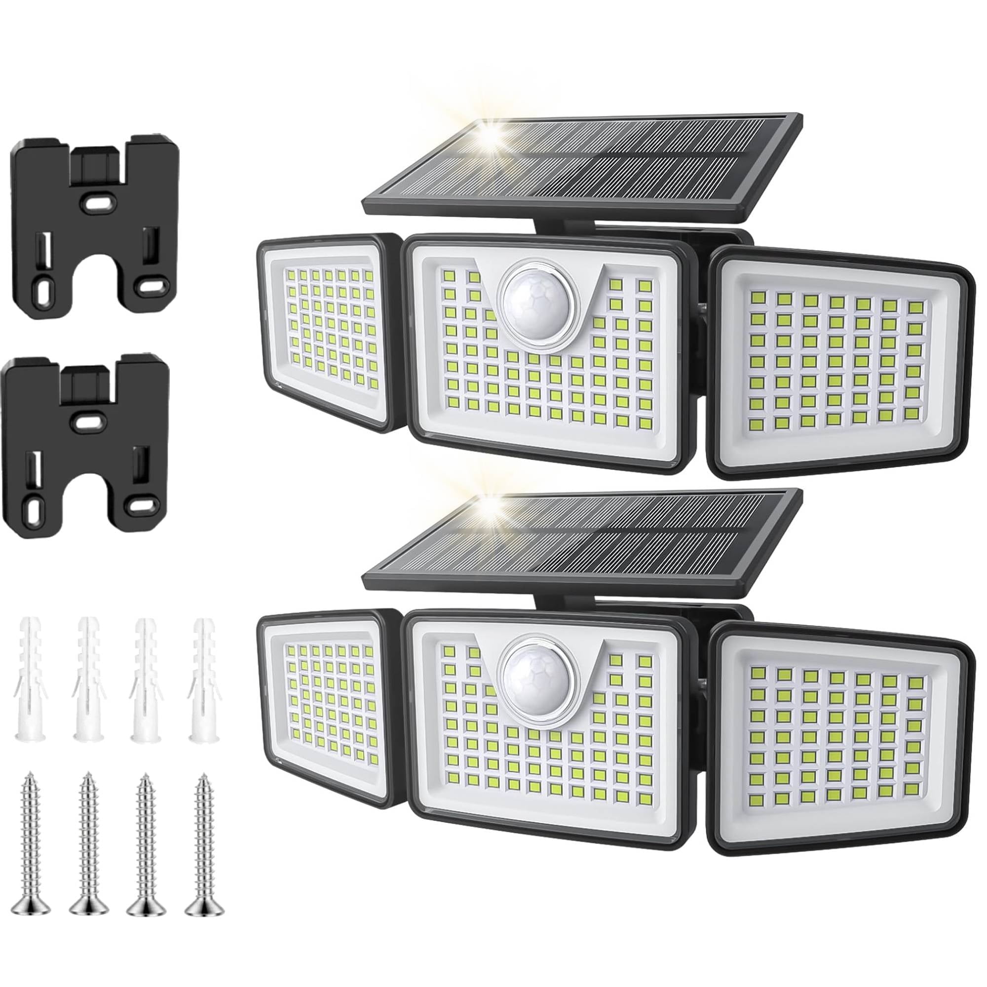 Kapwan 2 Pack Solar Lights Outdoor,156LED 2500LM Solar Flood Lights ...