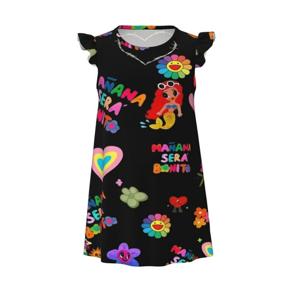 Kar-0l G Nightgown Short Flutter Sleeve Pajamas Cartoon Nightdress ...