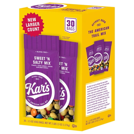 Kar's Gluten-Free Sweet 'N Salty Trail Mix Snack Pack, Fruit & Nut Mix, 1.5 oz, 30 Count ...