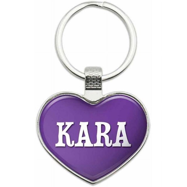 Kara - Names Female Metal Heart Keychain Key Chain Ring, Purple ...
