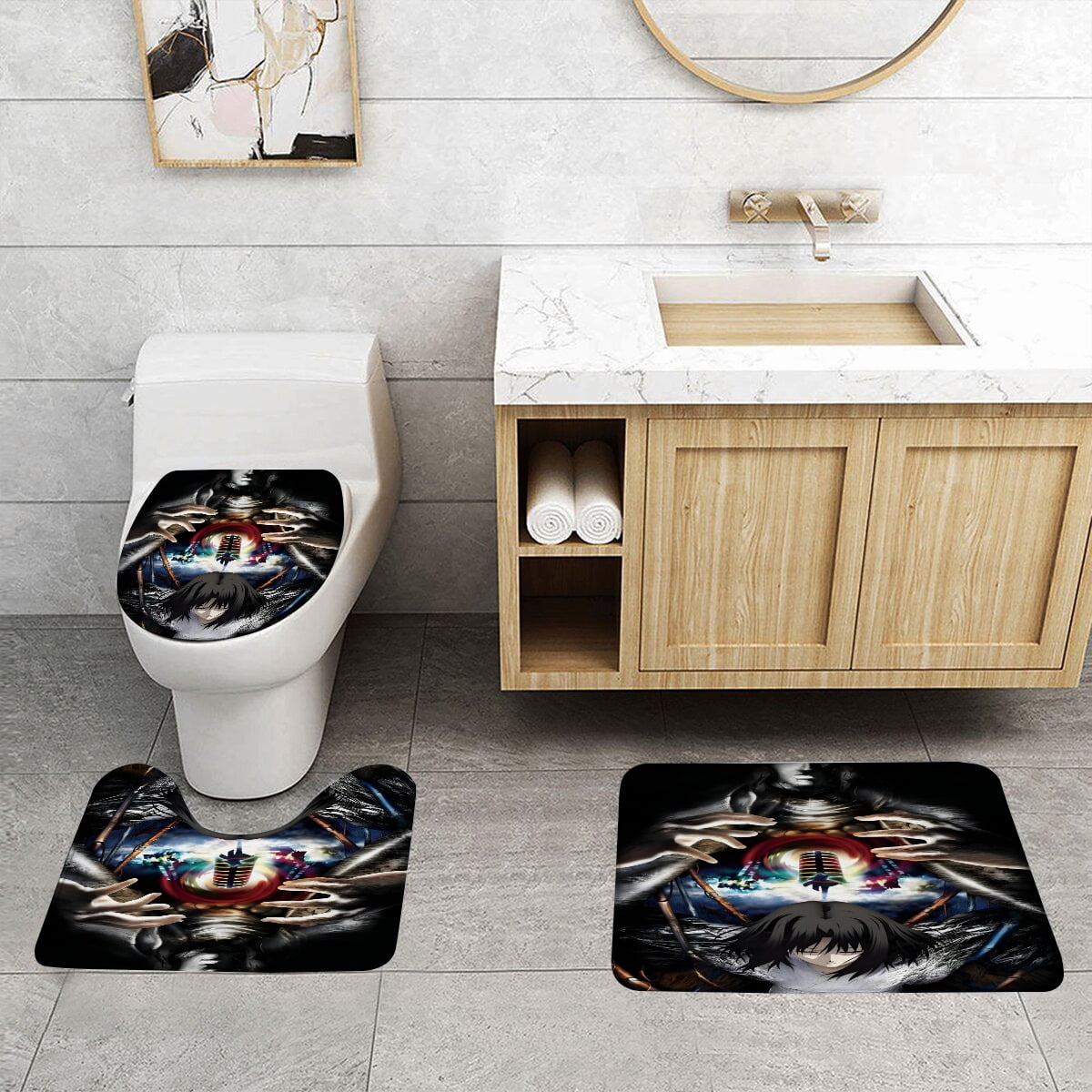 Kara no Kyoukai: Mujun Rasen floor mat and toilet set is durable,and adds a nostalgic touch to ...